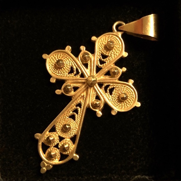 Jewelry | Sold Vintage 14k Gold Filigree Cross Pendant | Poshmark